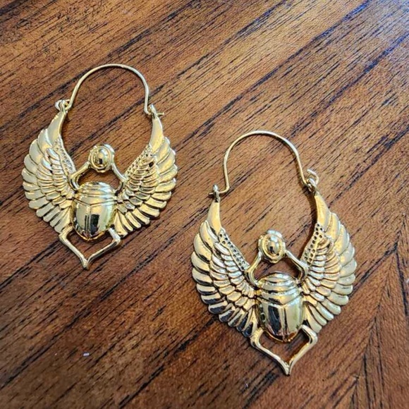 Jewelry | Winged Scarab Beetle Egypt Eternal Resurrection Immortality Regeneration Hoops | Poshmark